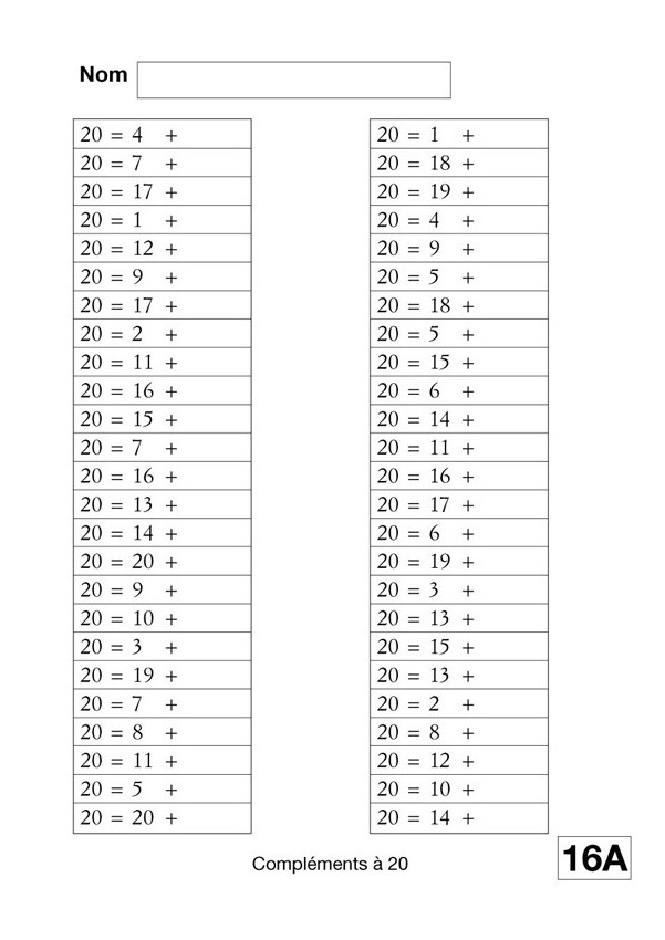 Fiches Calcul Mental Fiches Calcul Mental