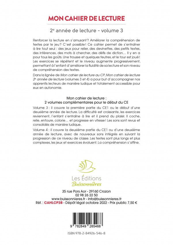 Scop Les Editions buissonnieres - Mon cahier de lecture – 2e année de ...